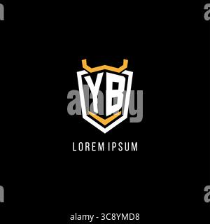 YB logo initial with geometric shield shape design style vector graphic ...