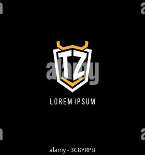 Initial TZ logo with shield, esport gaming logo monogram style vector ...