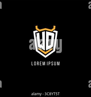 WD initial esport logo with simple shield design style vector graphic ...