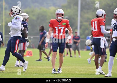 New England Patriots quarterback Ben Wooldridge (17) makes a pass from ...