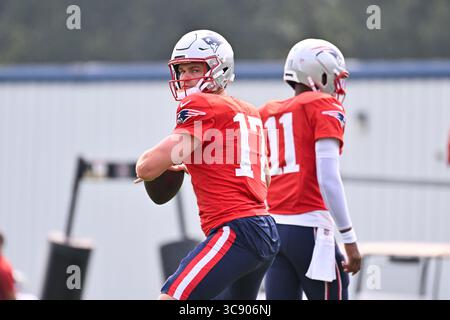New England Patriots quarterback Ben Wooldridge (17) reacts after ...