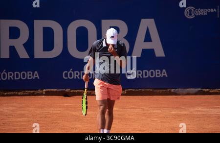 Tomas Martin Etcheverry, an Argentine tennis player, during a match at ...