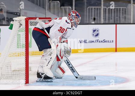 Washington Capitals goaltender Ilya Samsonov in action during an NHL ...