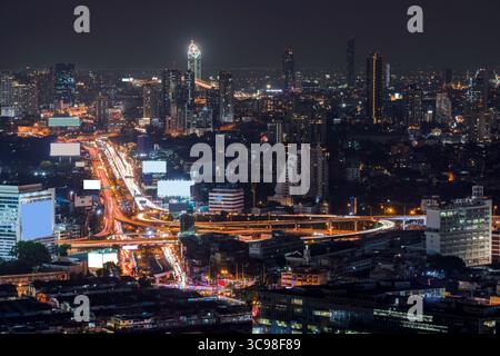Aerial view of Bangkok modern office buildings, condominium in city ...