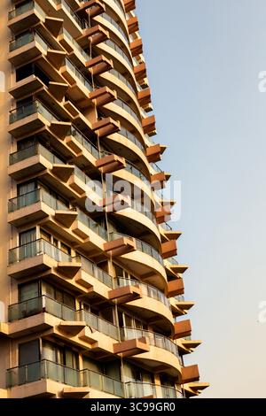 New modern multi-storey residential building. Plastic windows in a new ...