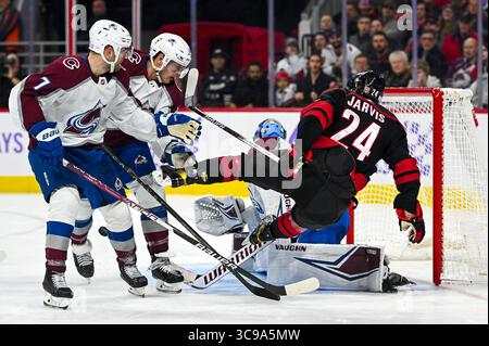 Carolina Hurricanes' Seth Jarvis (24) skates up the ice during the ...