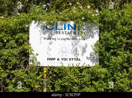 HMP Styal restaurant called The Clink sign Stock Photo - Alamy