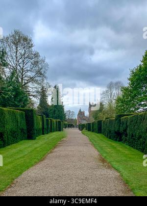 Scenic stone pathway leading towards ancient fortress ruins atop a ...