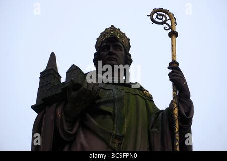 Saint Ansgar Statue at Trostbrucke Bridge - Hamburg, Germany Stock ...