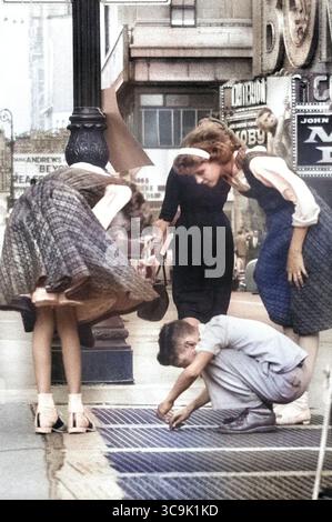 Children inspecting Sidewalk Grate, Times Square, New York City, New ...