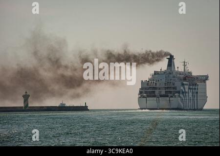 A Grandi Navi Veloci (GNV) company passenger ferry boat sails leaving ...