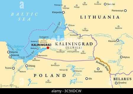Kaliningrad Oblast, political map. Kaliningrad Region, federal subject ...