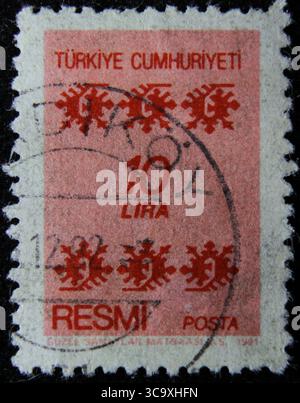 ISTANBUL, TURKEY - DECEMBER 27, 2020: Turkish stamp shows Empusa ...