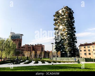 General view of Vertical Forest - Bosco Verticale in Milano, Italy, on ...