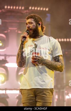 Singer Post Malone, during a concert at the Estadi Olímpic Lluís ...