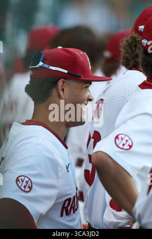 April 2, 2023: The Razorback baseball team gathers prior to them lining ...