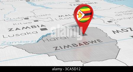 Zimbabwe map flag on red hex code burst illustration Stock Photo - Alamy