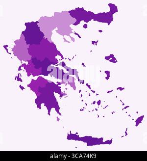 Vector blank map of Greece with regions or territories and ...