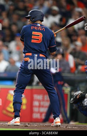 Houston Astros' Jeremy Peña bats during the third inning of a baseball ...