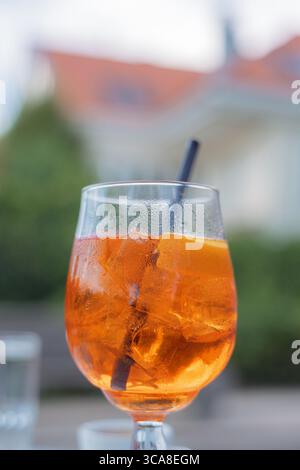 Refreshing Aperol Spritz cocktail with orange isolated on white ...