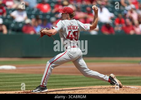 June 5, 2023: Razorback pitcher Cody Adcock #49 works from the mound ...