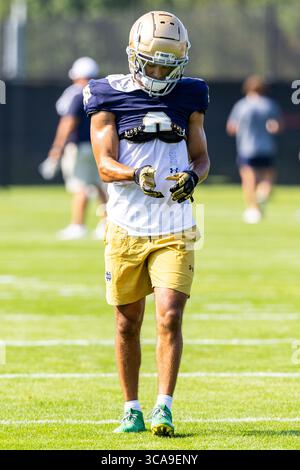 Notre Dame wide receiver Jordan Faison (6) scores a touchdown during the second half of an NCAA ...