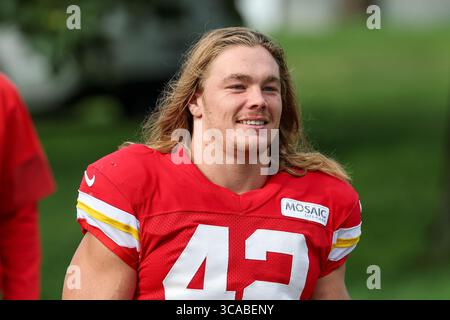 Kansas City Chiefs fullback Carson Steele (42) is tackled. by Seattle ...
