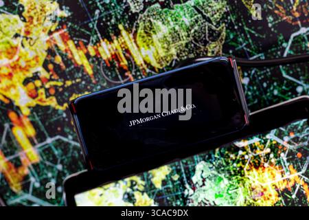 In this photo illustration a JPMorgan Chase logo seen on a mobile phone ...