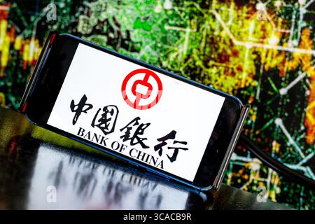 In this photo illustration Bank of China logo seen displayed on ...