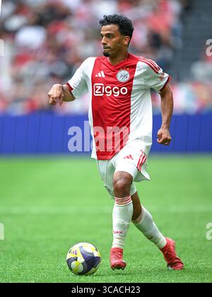 AMSTERDAM - Owen Wijndal of Ajax during the Dutch Eredivisie match ...
