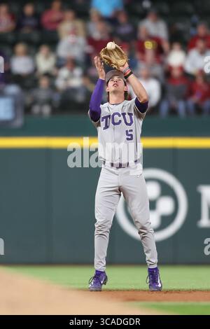 February 18, 2023: TCU infielder Tre Richardson #0 makes a throw back ...