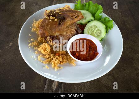 Bebek Goreng Kremes, deep fried duck, Indonesian traditional food ...