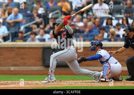 Cleveland Guardians' Gabriel Arias bats during a baseball game against ...