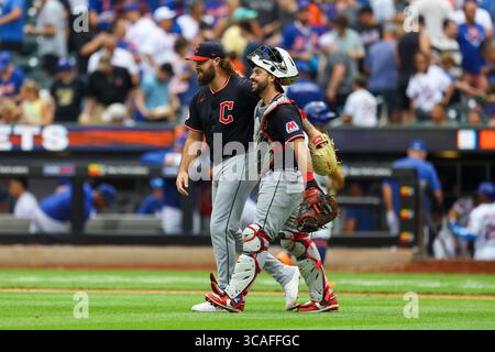 Cleveland Guardians' Austin Hedges celebrates with assistant pitching ...