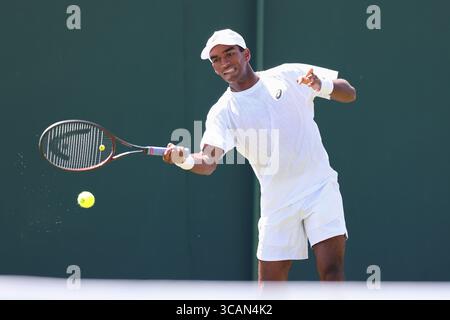 Nishesh Basavareddy, a American tennis player, during a match at the ...