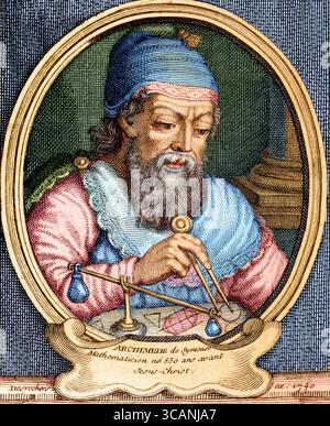 Archimedes (287 BC - 212 BC). Ancient Greek mathematician and inventor ...