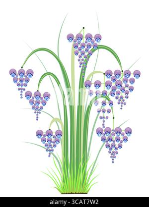 Big flower bed with blossom purple delphinium, violet flowers on a ...