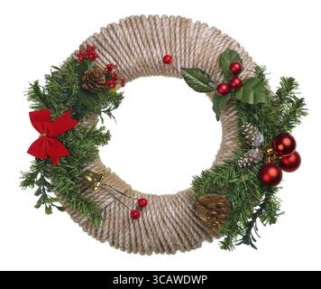 Closeup shot of Christmas wreath on the wall Stock Photo - Alamy