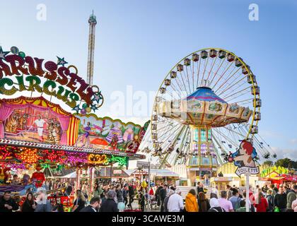 Cranger Kirmes, old-fashioned merry-go-round carousel, funfair rides ...