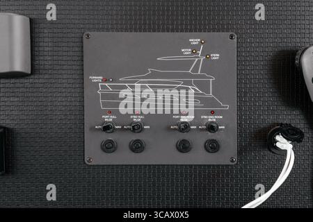 Yacht boat control bridge dashboard Stock Photo - Alamy