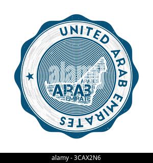 UAE logo. Beautiful country badge with word cloud in shape of UAE ...