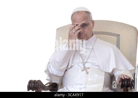 Pope Leo XIV seen during his weekly general audience in St. Peter's square at the Vatican Stock ...