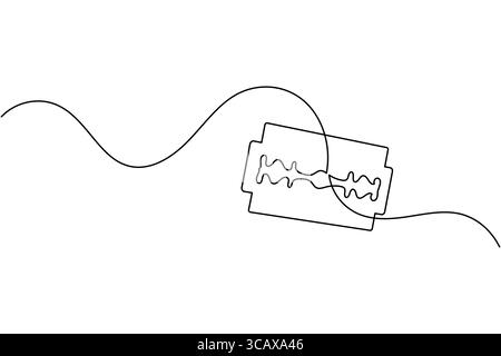 Razor blade in continuous one line art drawing minimalist style for ...