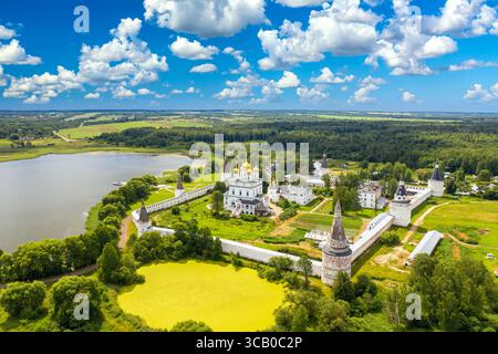 Aerial drone view of Joseph Volokolamsk lavra or Iosifo-Volotsky ...