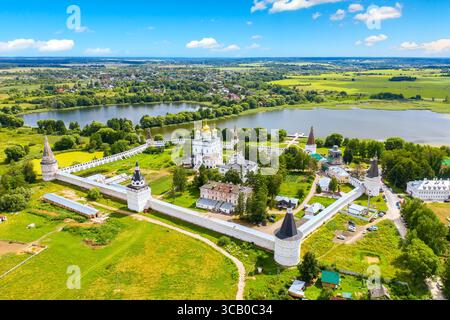 Aerial drone view of Joseph Volokolamsk lavra or Iosifo-Volotsky ...
