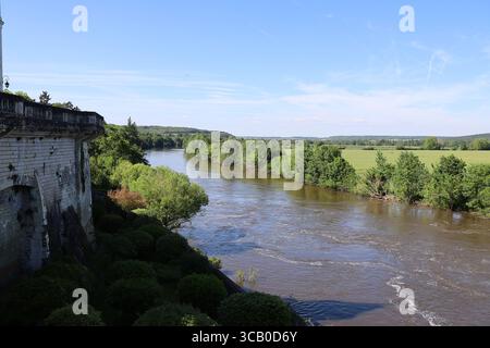 The Creuse River, town of La Roche Posay, department of Vienne, France ...