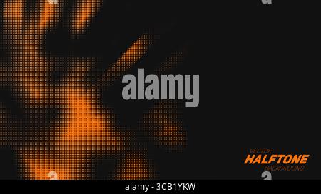 Abstract vector torn orange halftone sound wave. Scrathed dotted ...