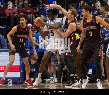 Seton Hall Pirates center Jaden Bediako (15) reacts after a play in the ...