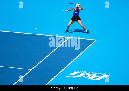 Marketa Vondrousova, of the Czech Republic, returns a shot to Jasmine ...