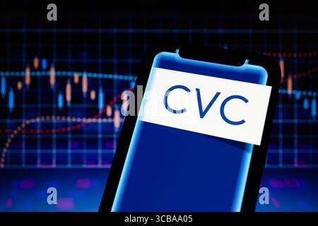 In this photo illustration, the CVC Capital Partners logo is seen on a ...